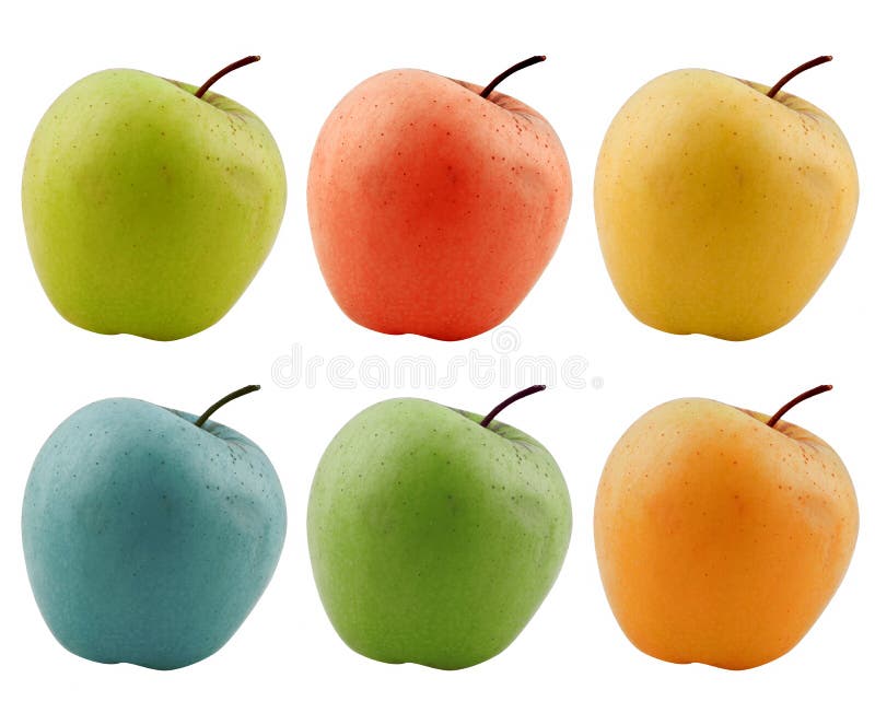 Colored Apples Isolated on White Stock Photo - Image of feed, sweet ...
