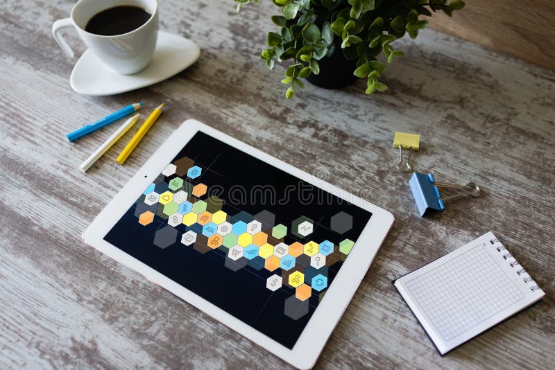 Colored APPS Icons on Tablet Screen. Personal Application and Software ...