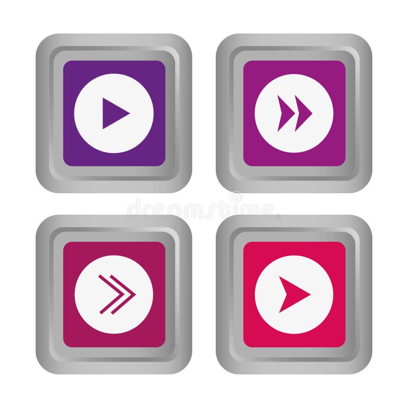 Colored Arrow Buttons. Volumetric Square Buttons with Arrows. Vector ...
