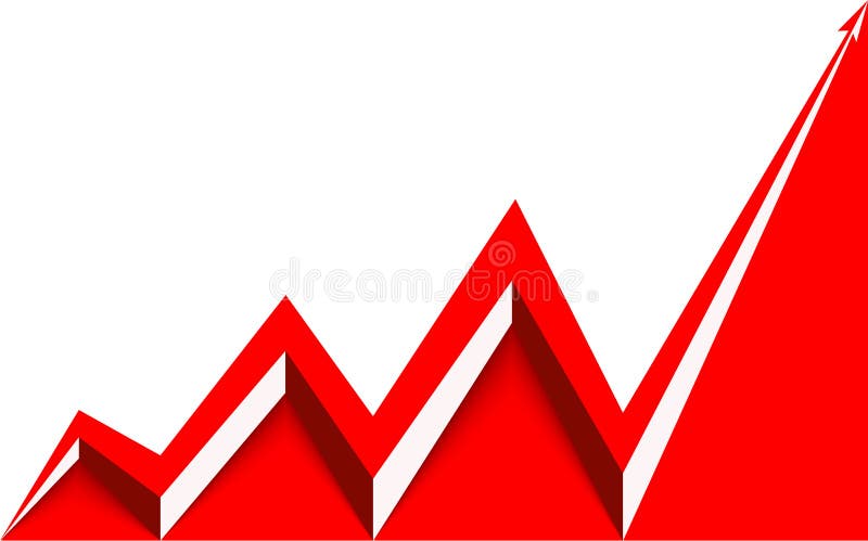 Red Arrow Graph on a White Background Stock Illustration - Illustration ...