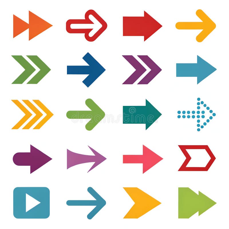 Colored Arrow Icon Set Isolated on White Background Stock Illustration ...