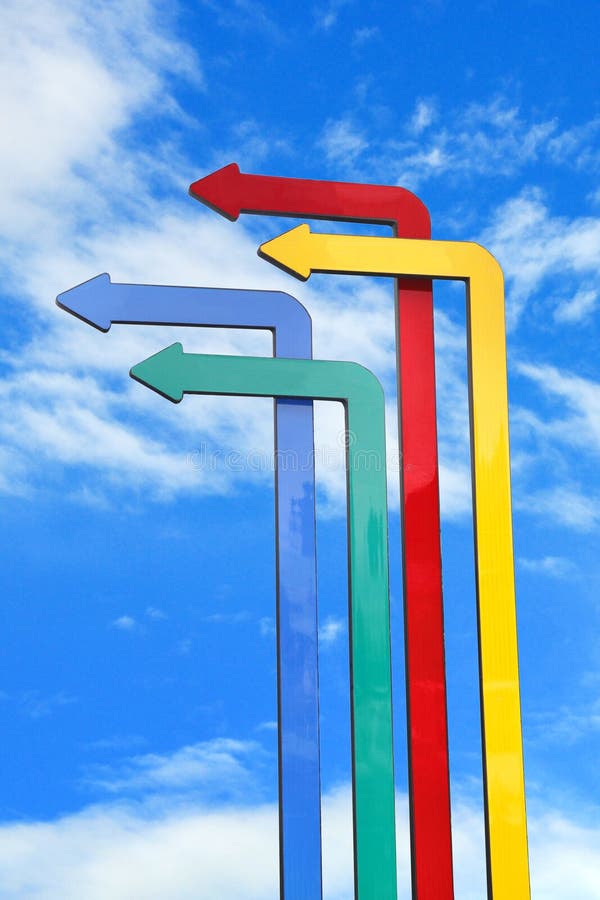 Colored Arrows Indicate Directions Stock Photo - Image of color, pole ...