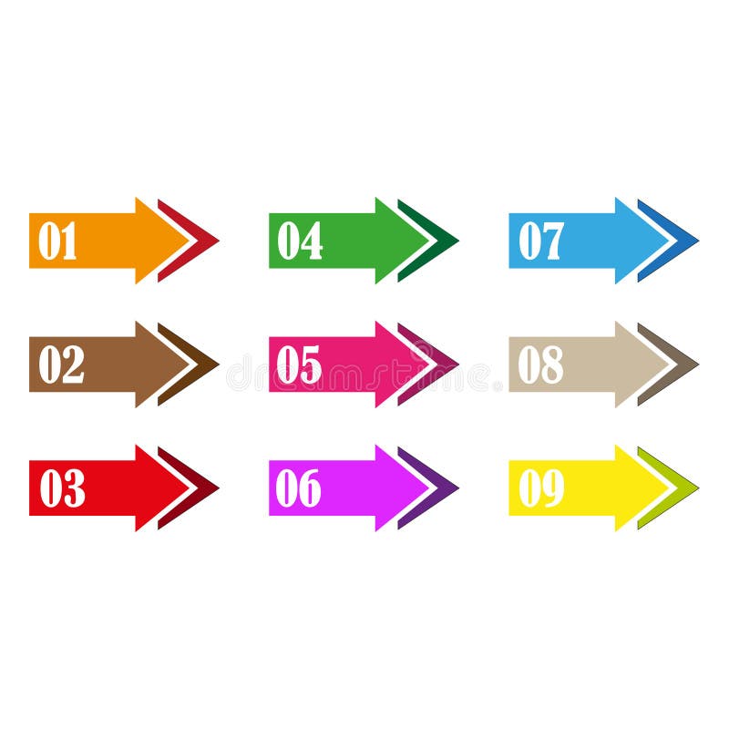 Colored Arrows with Numbers. Data Information Infographic. Vector ...