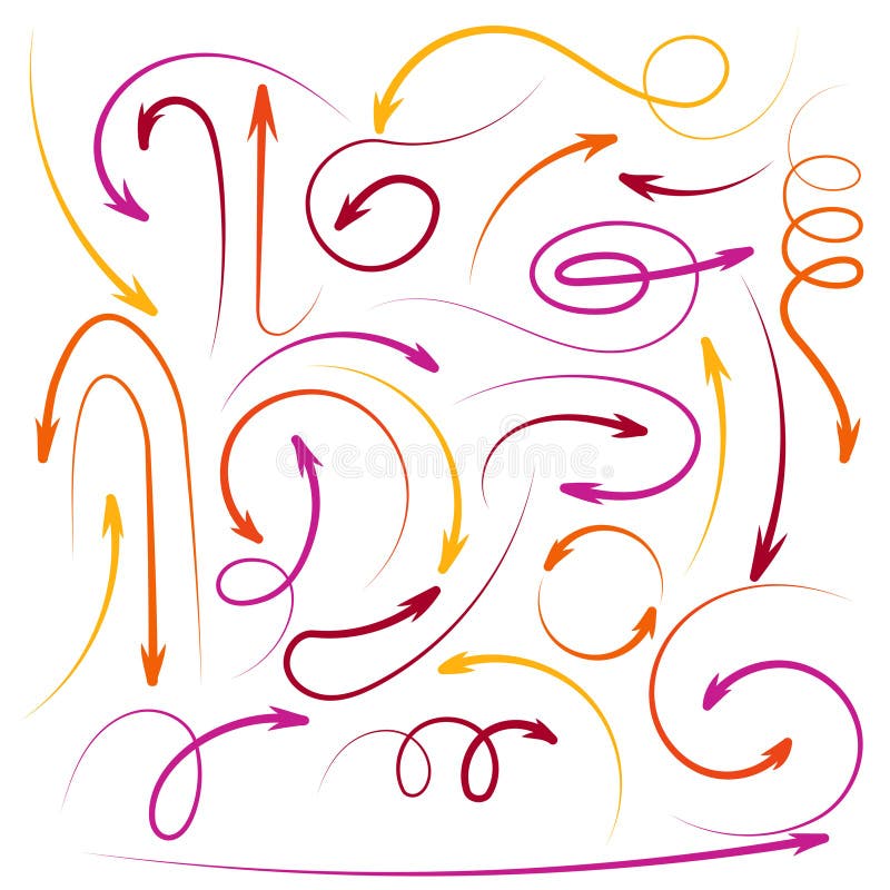 Colored Arrows of Red Shades in Different Directions Stock Illustration ...