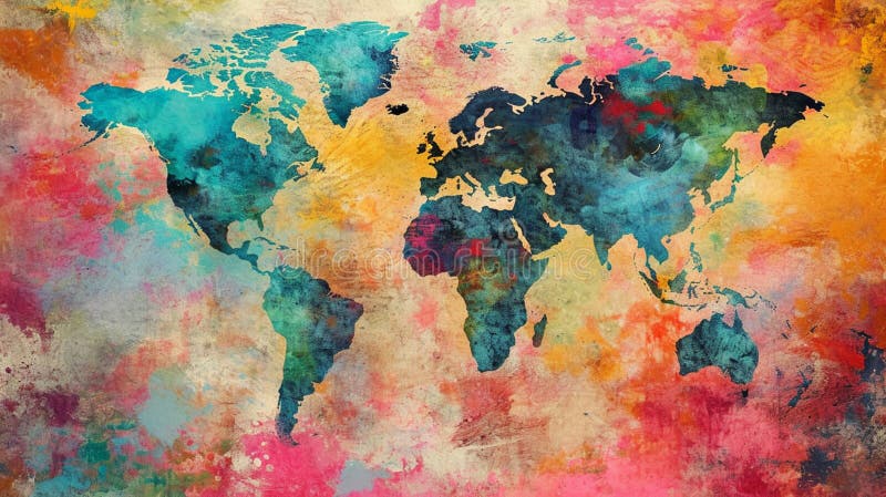Colored art world map stock photo. Image of design, earth - 315631750