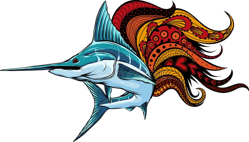 Colored Atlantic Swordfish Marlin Vector Illustration Design Stock ...