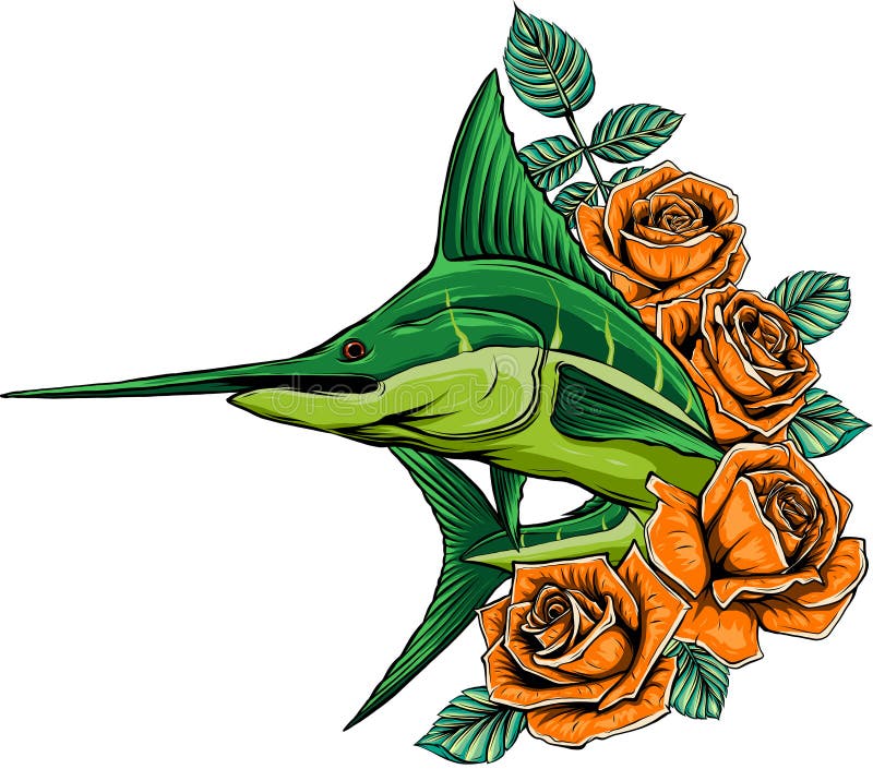 Colored Atlantic Swordfish Marlin Vector Illustration Design Stock ...