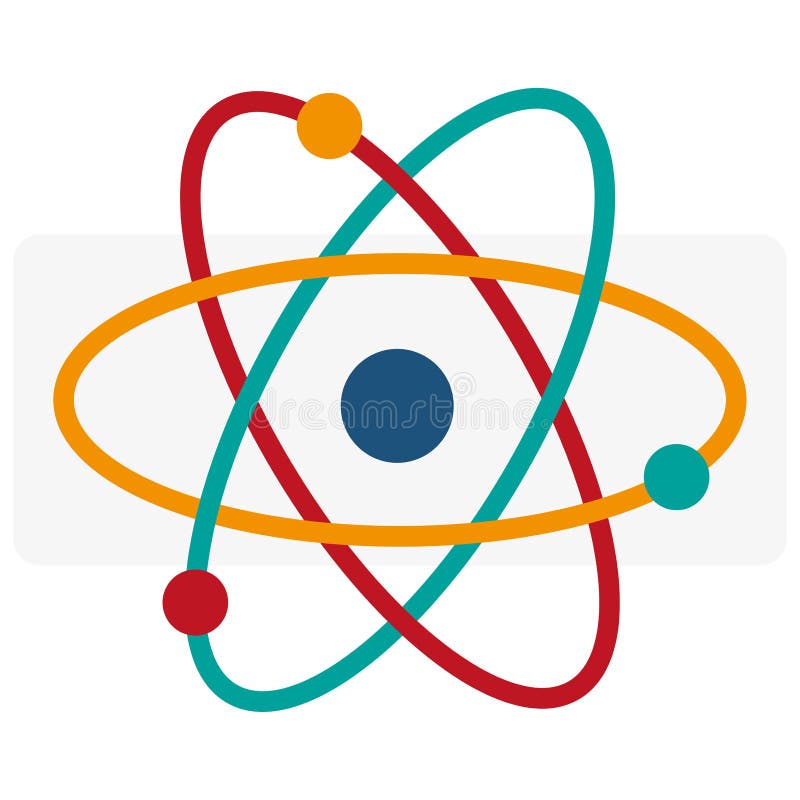 Colored Atom Sign. Nuclear Energy, Scientific Research, Molecular ...