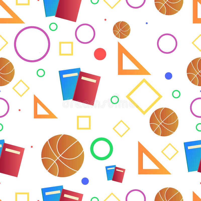 Colored Back To School Pattern with Supplies Stationary and Creative ...