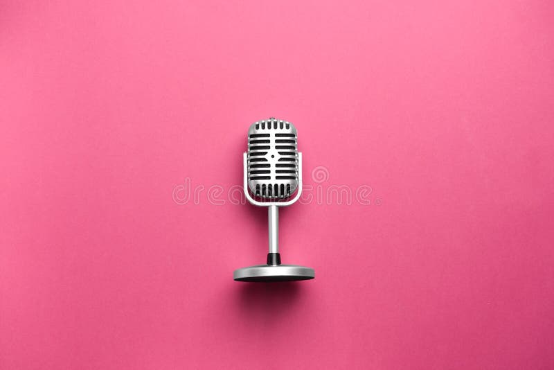 Retro Microphone on Color Background Stock Image - Image of equipment ...
