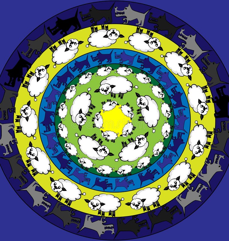 Colored Background Abstract Image of Sheep and Wolves Stock Vector ...