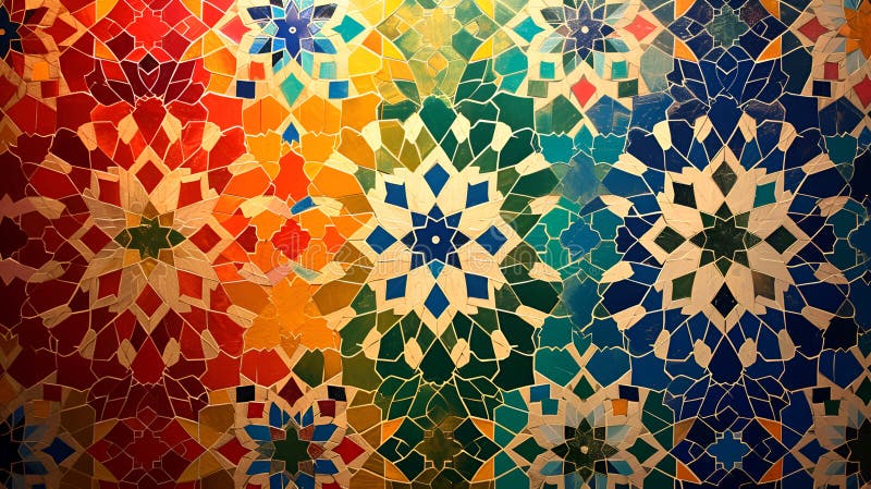 Colored Background with Arabic Mosaic Pattern Stock Illustration ...