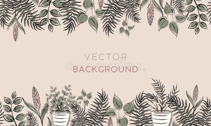 Colored Background with Different Plants and Leaves Vector Stock Vector ...