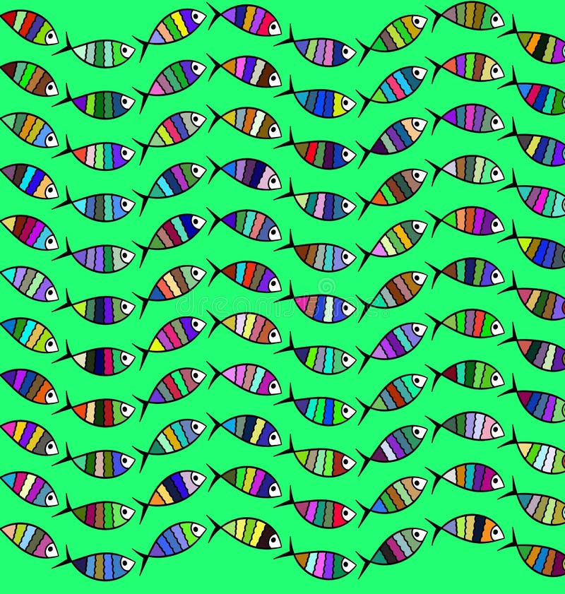 Many Colored Background Image of Abstract Waves with Fish Stock Vector ...