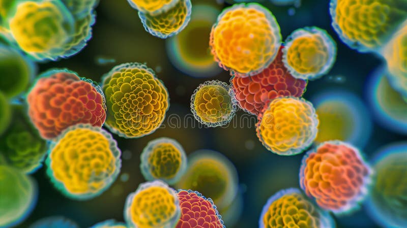 Colored Background with Microelements and Body Cells Stock Illustration ...