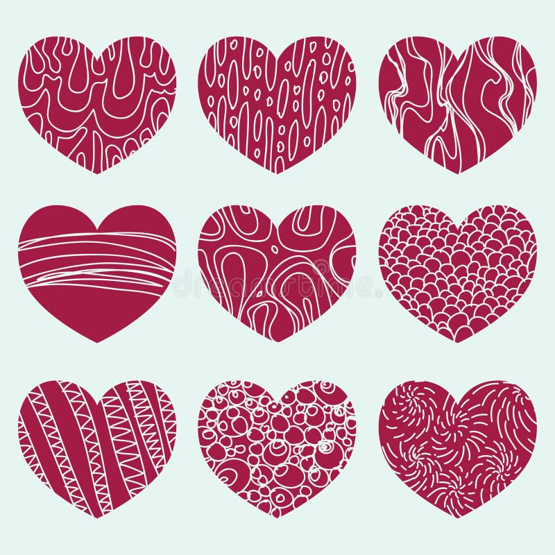 Colored Background with Nine Hearts Stock Vector - Illustration of ...
