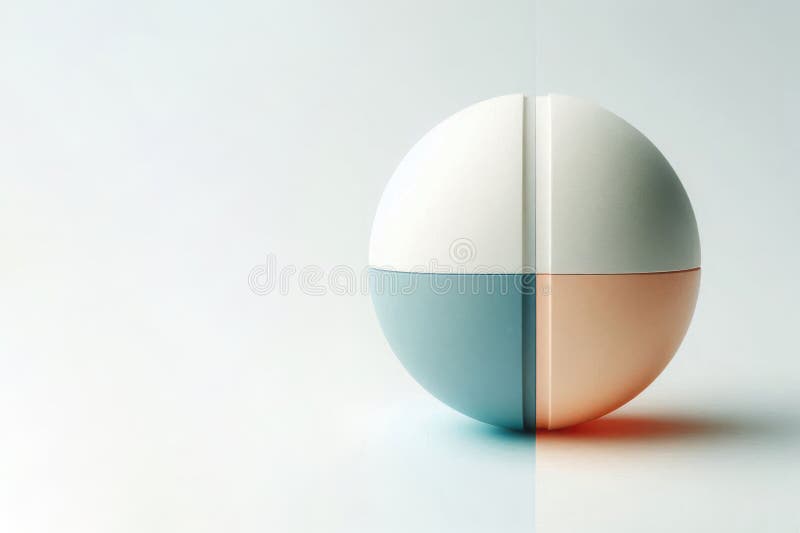 A Colored Ball Divided into Four Equal Parts. Space for Text. Stock ...