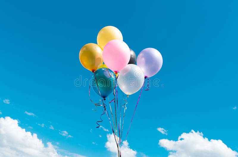 Round Balls Colored Balloons Against the Sky Stock Photo - Image of ...