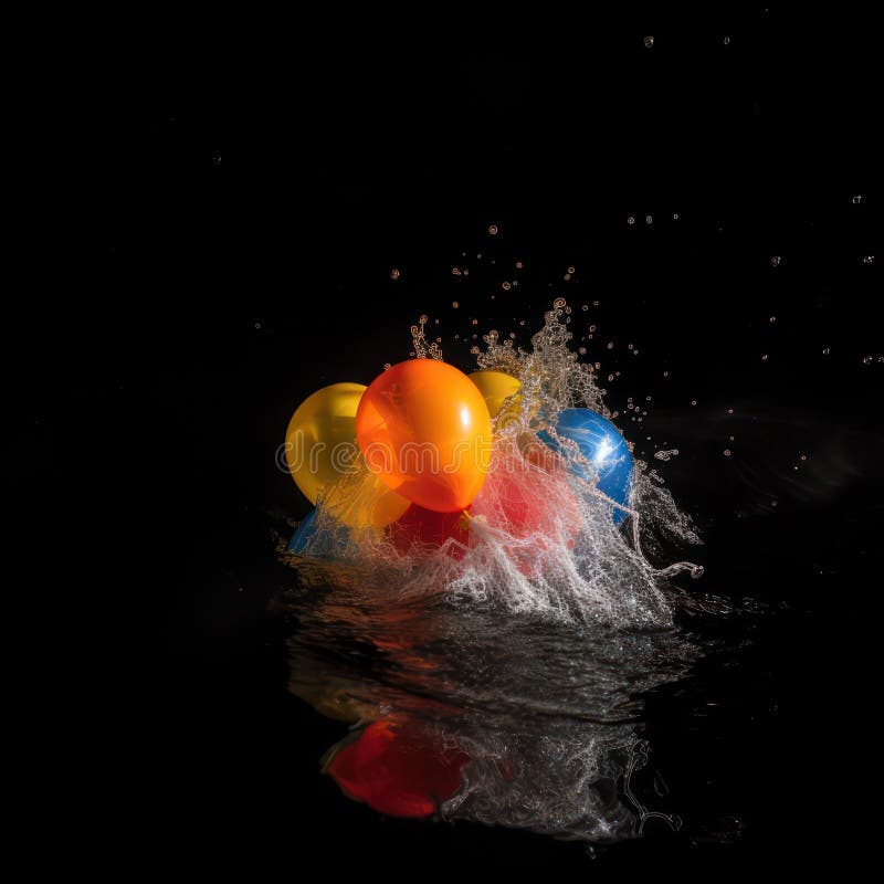 Colored Balloons Flying Them Under the Water Stock Illustration ...