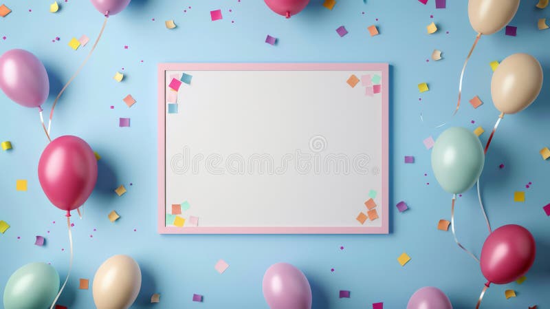 Colored Balloons Frame with Copy Space. Celebration Concept Stock ...