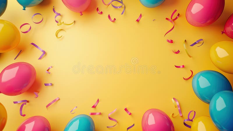 Colored Balloons Frame with Copy Space. Celebration Concept Stock ...
