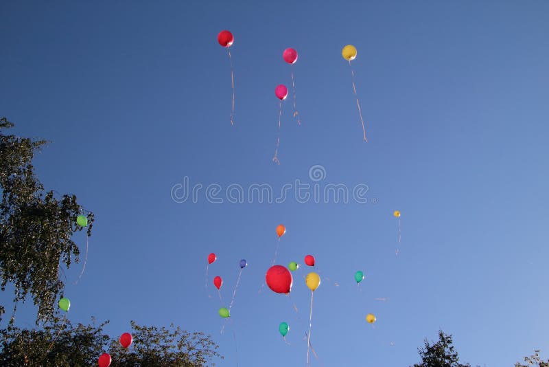 Colored Balloons in the Sky for a Background, Flying Balloons. Stock ...