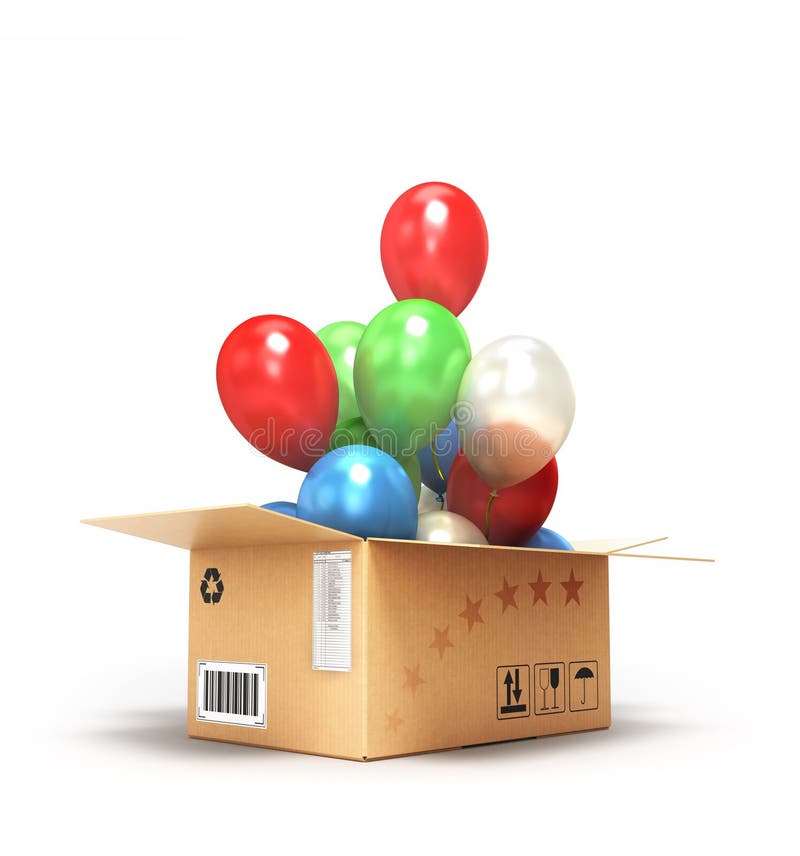 Colored Balls Fly Out of the Box Stock Illustration - Illustration of ...
