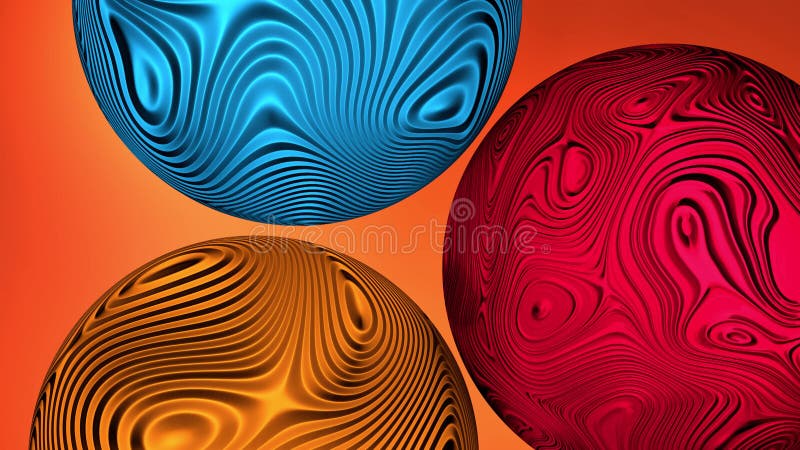 Colored Balls are Spinning. Moving Surfaces of Balls with Waves. Orange ...