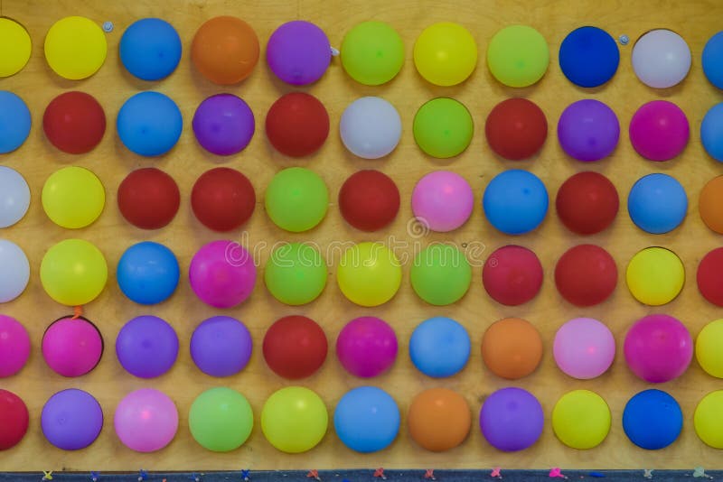 Colored Balls on a Wooden Wall, New Design. Stock Photo - Image of ...