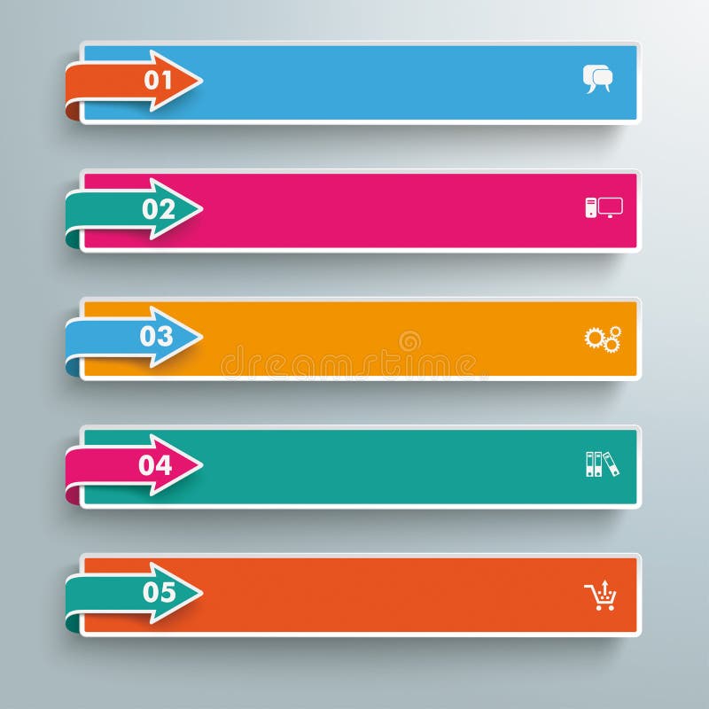 5 Colored Banners Side Arrows Stock Vector - Illustration of management ...