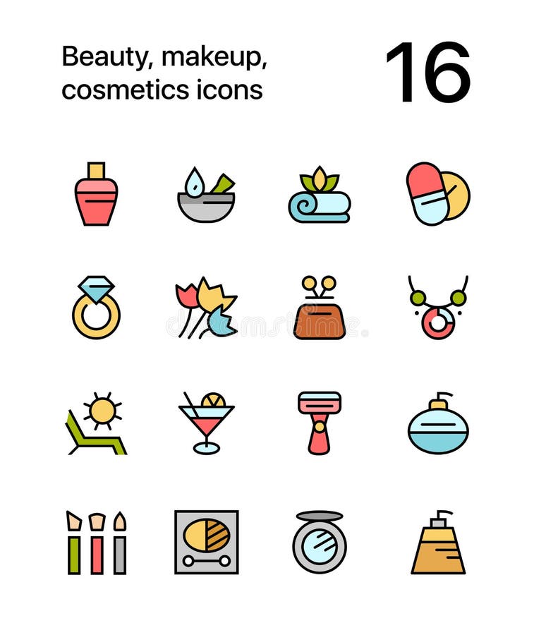 Colored Beauty, Cosmetics, Makeup Icons for Web and Mobile Design Pack ...