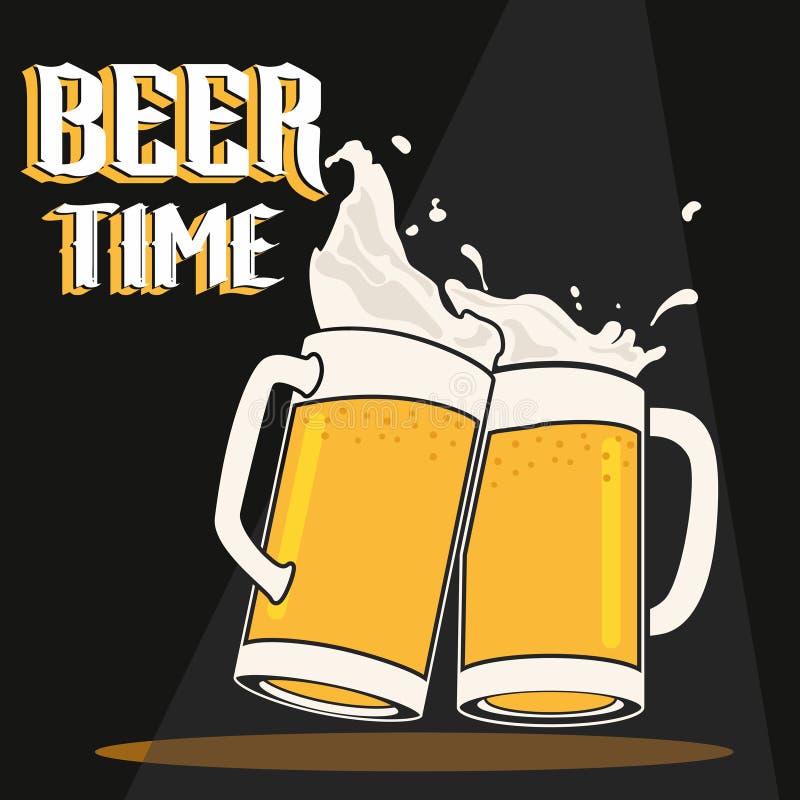 Colored Beer Time Poster Vector Stock Vector - Illustration of drink ...