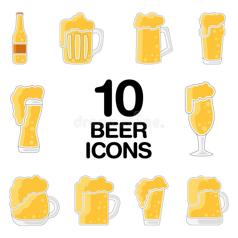 Colored Beers Sketches Icon Set Vector Stock Vector - Illustration of ...