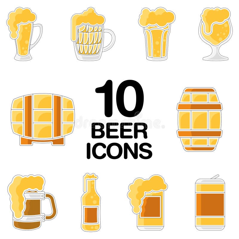 Colored Beers Sketches Icon Set Vector Stock Vector - Illustration of ...