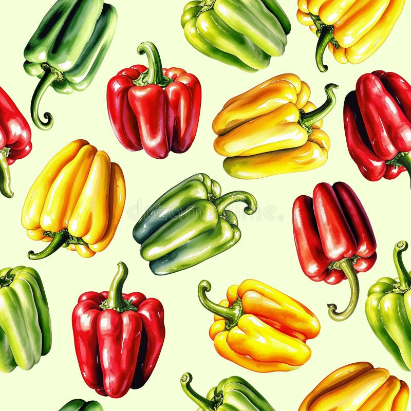 Colored Bell Pepper, Healthy Vegetable, Pattern, Seamless Texture Stock ...