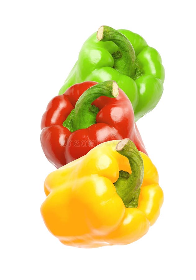 Colored Bell Peppers Isolated on a White Background Stock Photo - Image ...