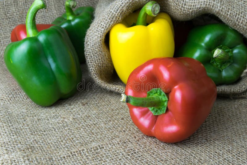 Colored Bell Peppers on Wooden Table Stock Photo - Image of healthy ...