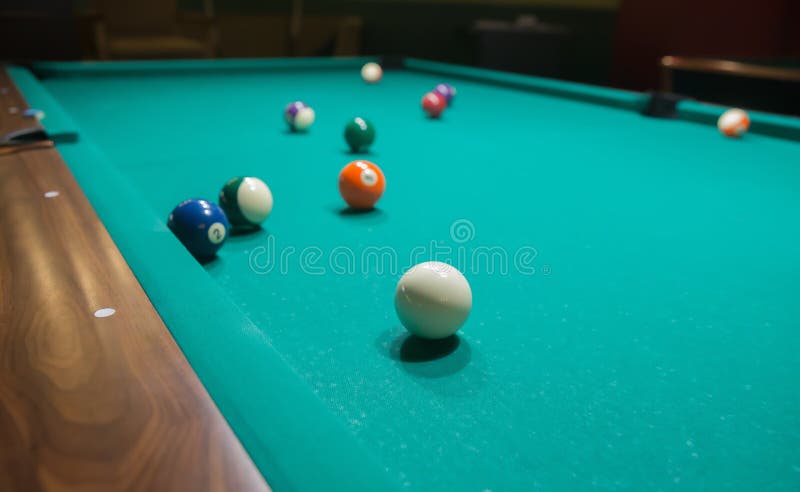 Colored Billiard Balls on a Pool Table Stock Image - Image of relaxed ...