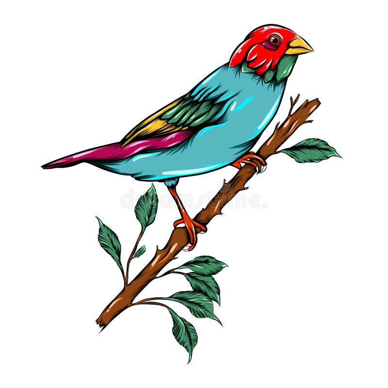 Bird Perching on a Tree Branch Logo Design Stock Vector - Illustration ...