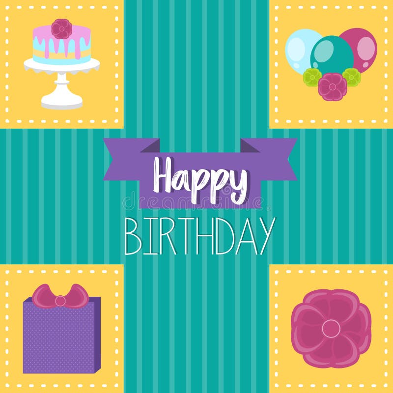 Colored birthday card stock vector. Illustration of birthday - 161232051