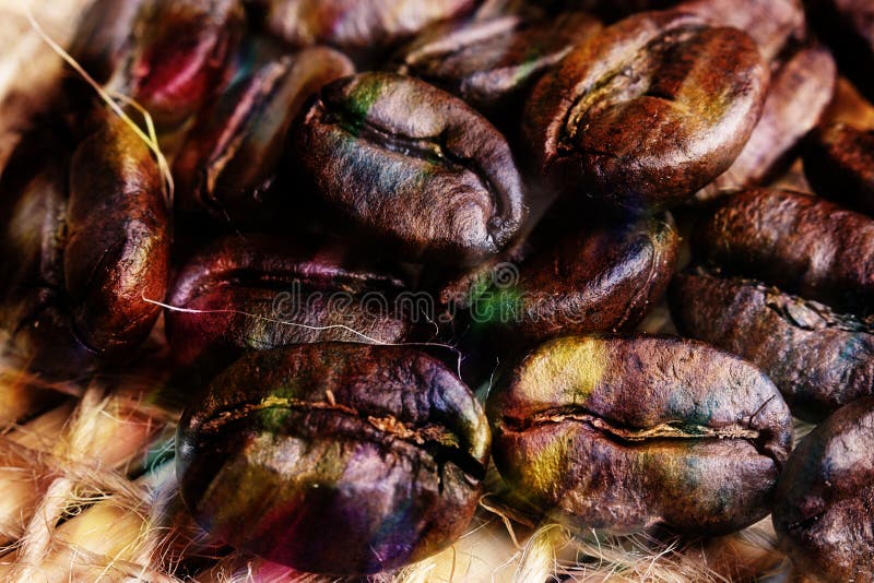 Colored Black Nature Coffee Grains Stock Image - Image of spice, black ...