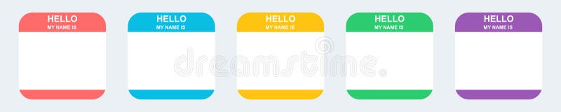 Colored Blank Name Tag Hello My Name is. Template Sticker or Label ...