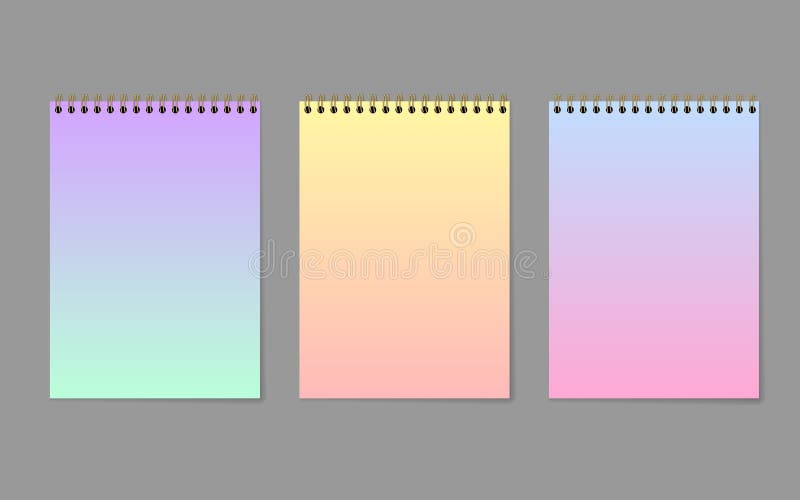 Colored Blank Notepad Sheets. Grident Notebook. Isolation Vector ...