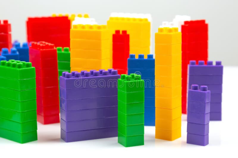 Colored Blocks of a Plastic Constructor on a White Background in the ...