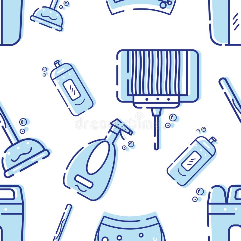 Colored Blue Cleanliness Seamless Pattern Background Vector Stock ...