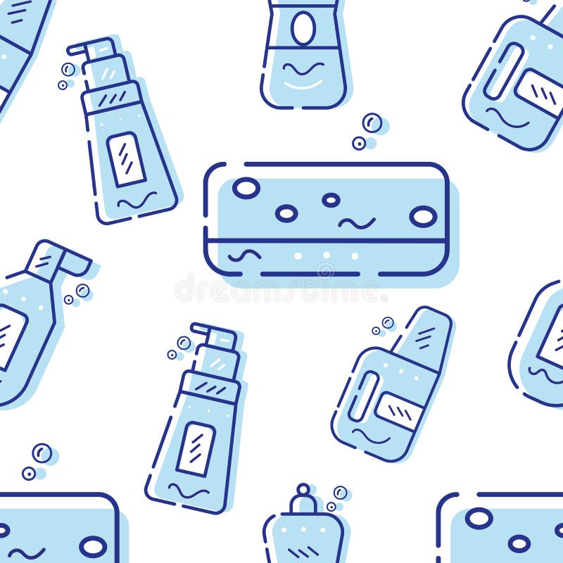 Colored Blue Cleanliness Seamless Pattern Background Vector Stock ...