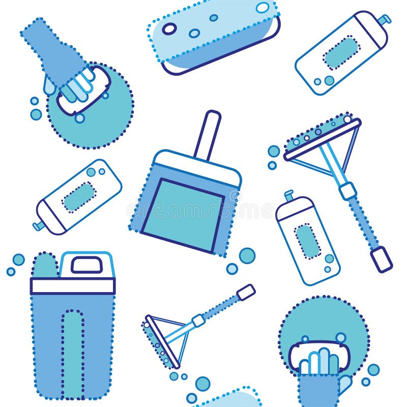 Colored Blue Cleanliness Seamless Pattern Background Vector Stock ...
