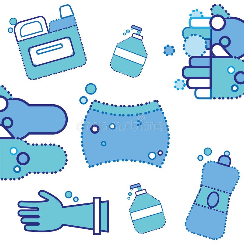 Colored Blue Cleanliness Seamless Pattern Background Vector Stock ...