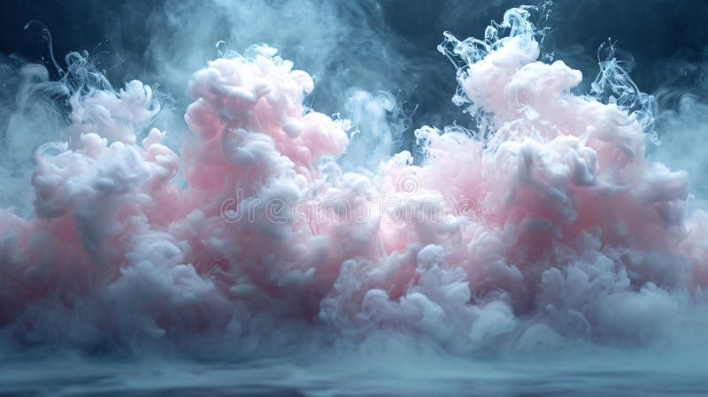 Colored Blue and Pink Smoke on a Blue Background. Abstract Background ...
