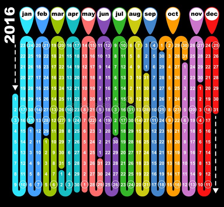 Colored Board Game Calendar 2016 Stock Vector - Illustration of ...